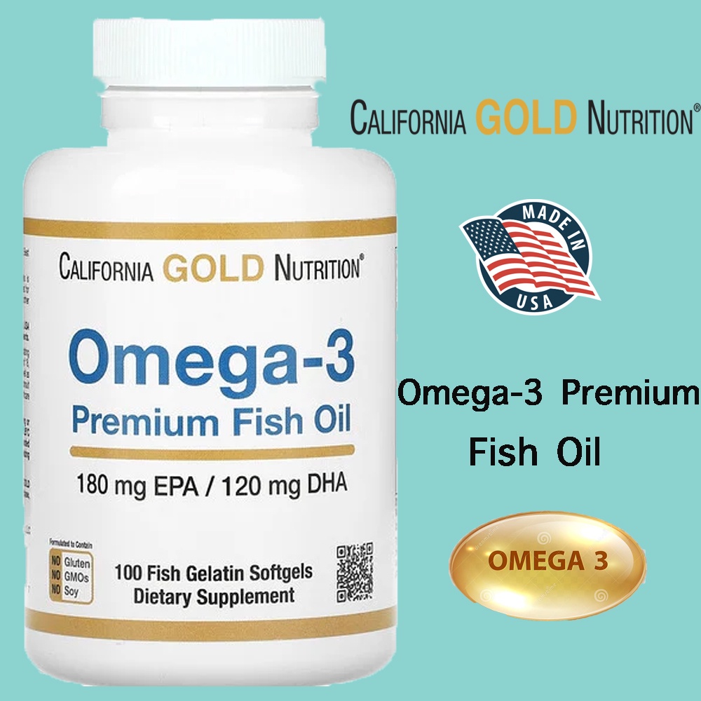 น้ำมันปลา บำรุงสมอง Omega-3 Premium Fish Oil 180 EPA 120 DHA 100 Fish ...