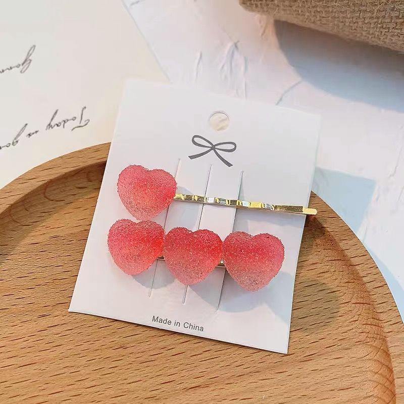 เครื่องประดับสุทธิสีแดงIns ลมสาวหัวใจ hairpin น่ารักเด็ก soft candy ...