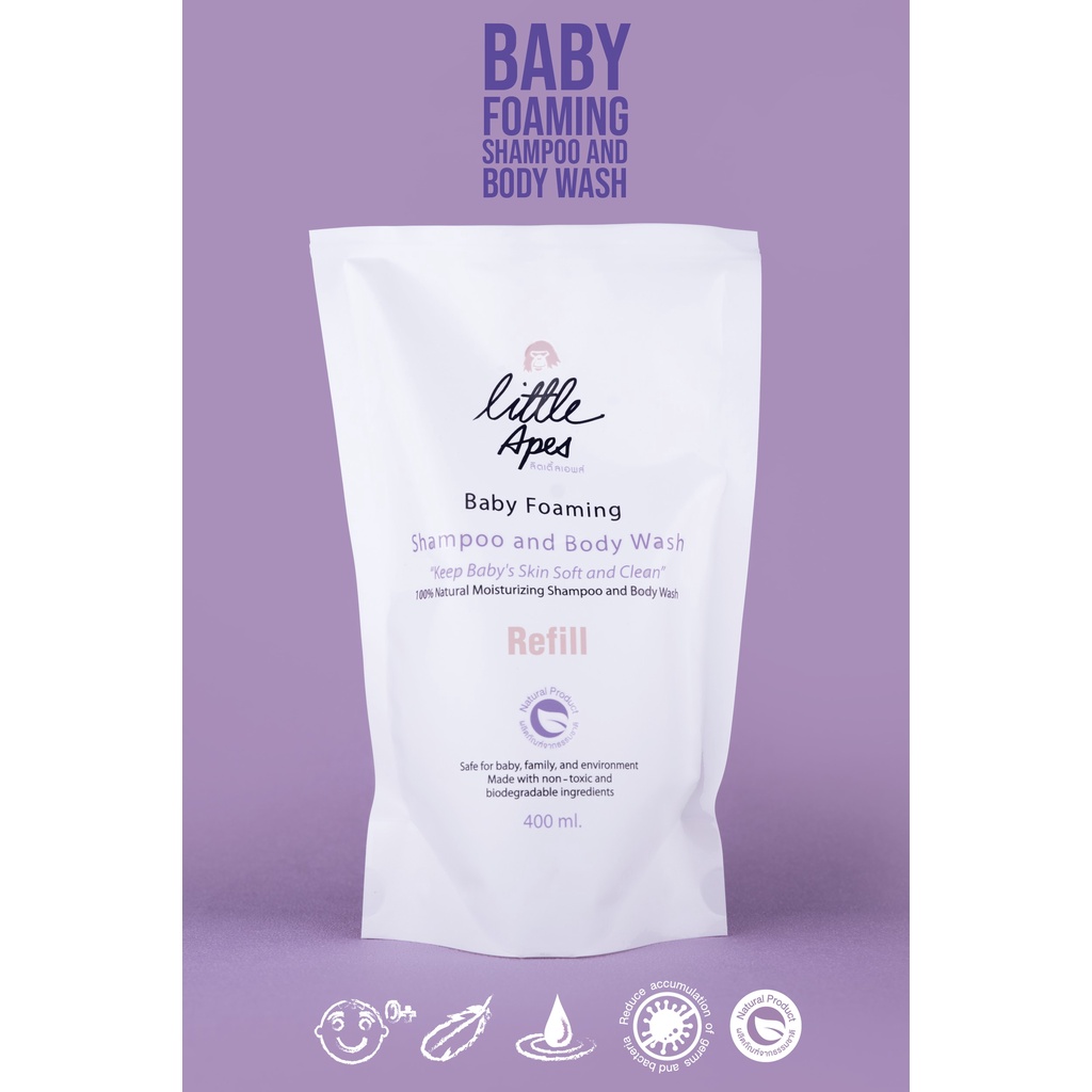 Little Apes Baby Foaming Shampoo and Body Wash Refill. โฟมอาบนํ้าและสระ ...