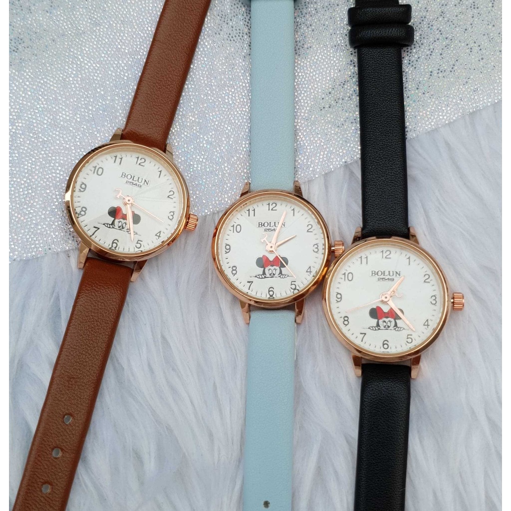 นาฬิกาแฟชั่น มินนี่ เมาส์ สายหนัง Bolun แบรนด์แท้ รุ่นจิ๋ว ดีไซน์ สาย ...