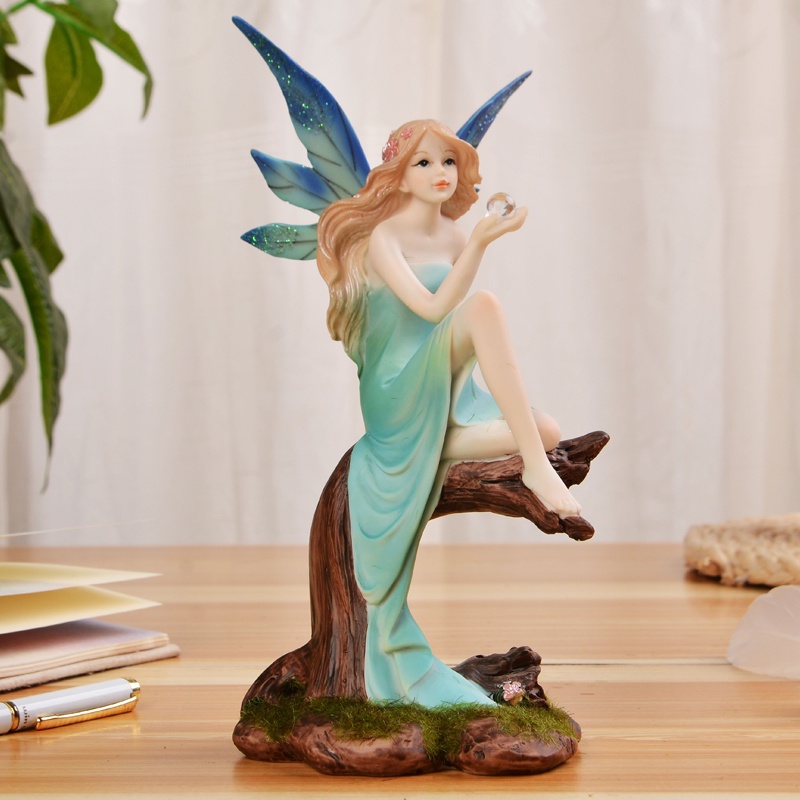 Creative Tree Elf Resin Statue Living Room Decor Angel Sculpture Modern ...