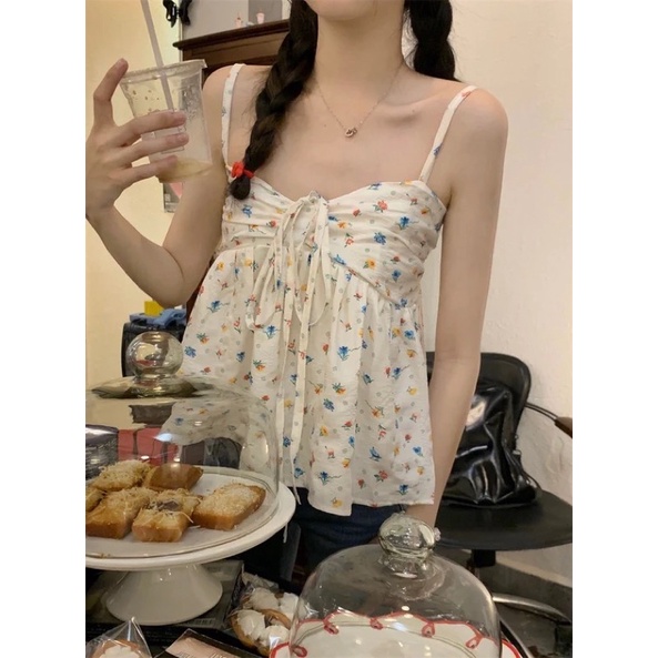 พรี 7 วันBonnie Goods Bunny Top สายเดี่ยวสีครีมลายดอกไม้ - bonnie.goods ...