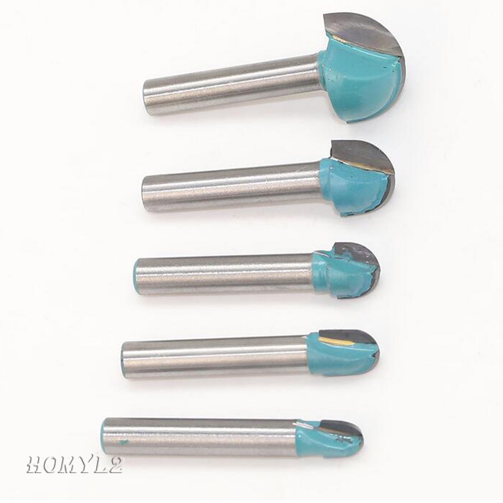 5/set Carbide 6mm Straight Shank TCT Round Nose Core Box Router Bit ...