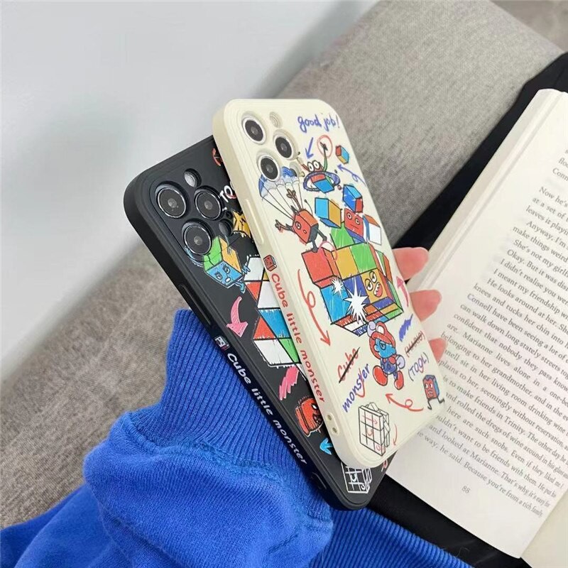 №2021 funny creativity cute rubik cube little monster silicon phone ...