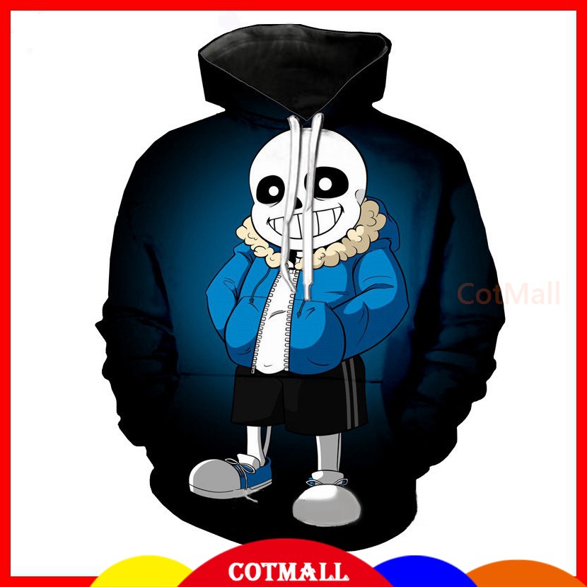 Undertale Skull Sans 3 D เสื้อโค้ทสเวตเตอร์สําหรับสตรีแขนยาวมีฮู้ด ...