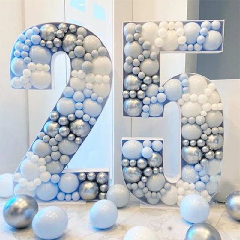 ☢ 73cm DIY Blank Balloon Number Filling Box 0-9 Number Balloons Frame ...