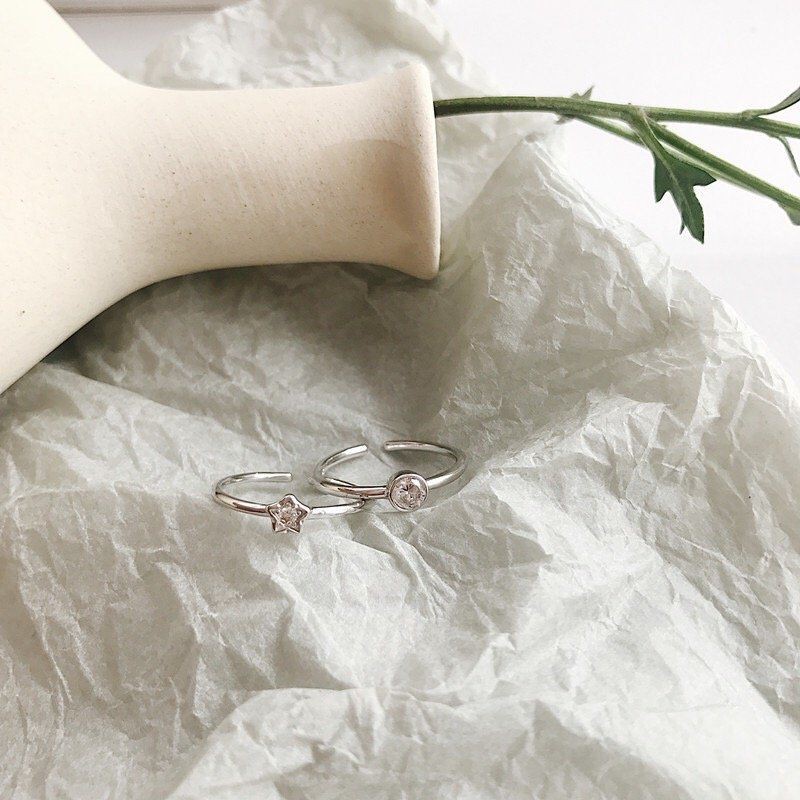 แหวนเพทายกลมดาวดวงเล็กS925เงินสเตอร์ลิงเพชรเดี่ยวแฟชั่นป่าอารมณ์ประณีตบุคลิกภาพแหวนเปิด ...