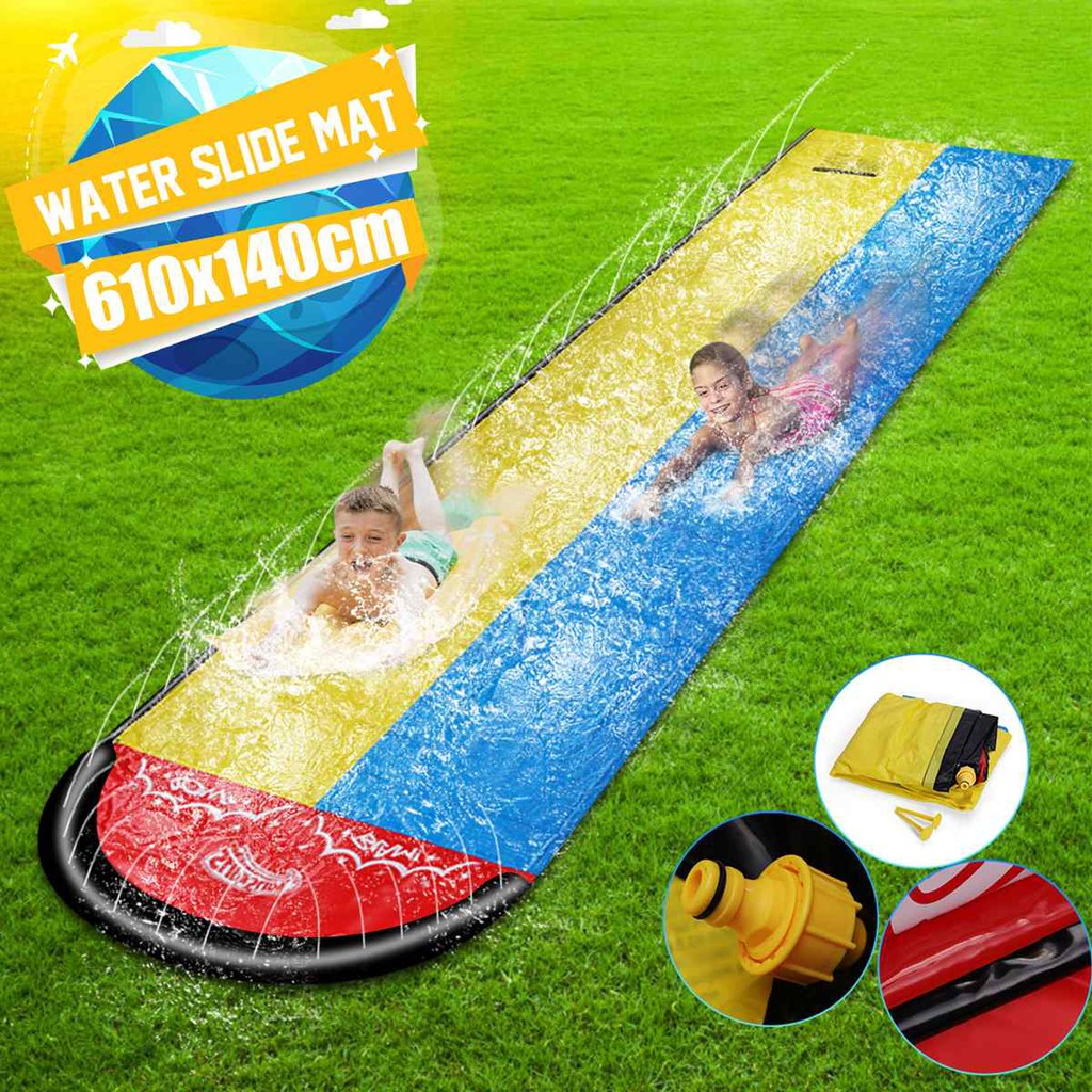 สระว่ายน้ำสไลเดอร์สนามหญ้าแสนสนุก Inflatable Water Slides Pools ...