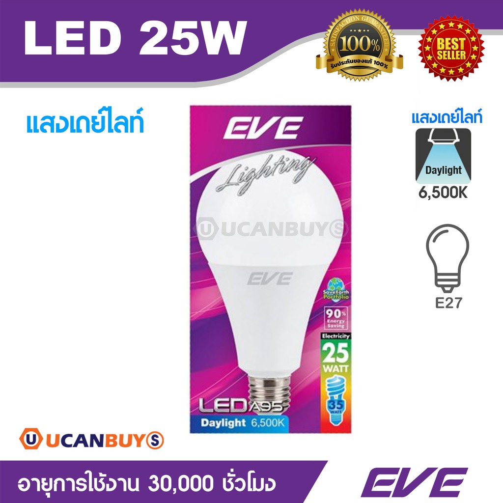 EVE หลอดไฟ LED 25W แสงเดย์ไลท์ อีฟไลท์ติ้งแอลอีดี รุ่น A95 ขนาด 25 ...