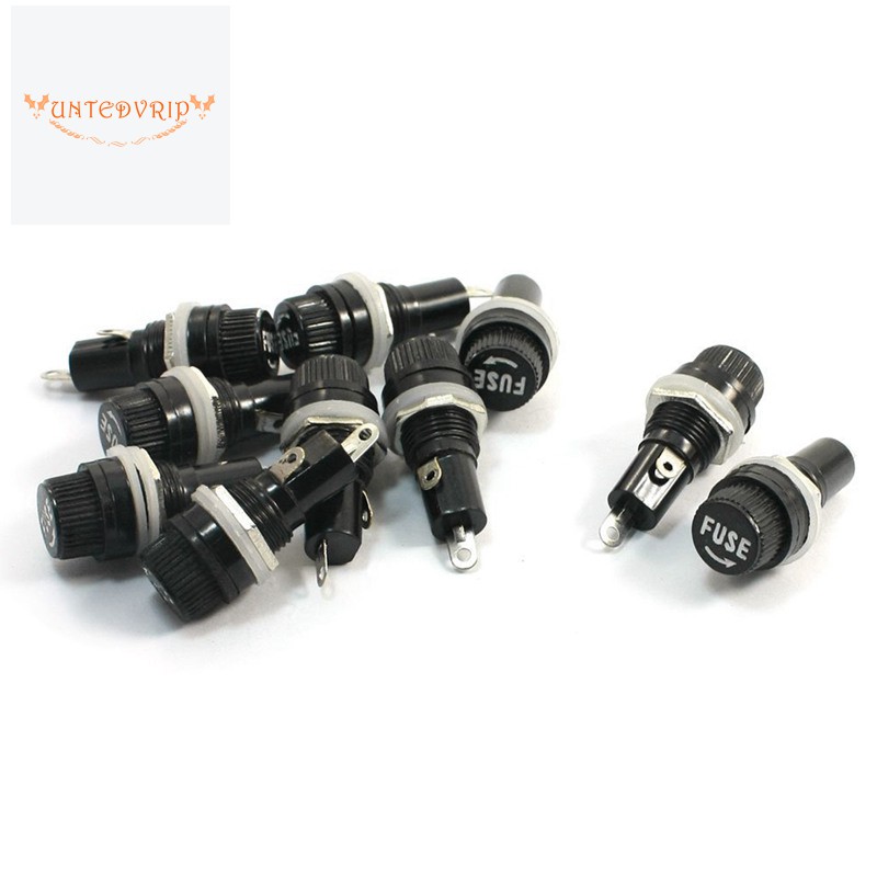 10Pcs 10A AC 250V 5mm x 20mm Panel Mounted Plastic Fuse Holder Socket ...