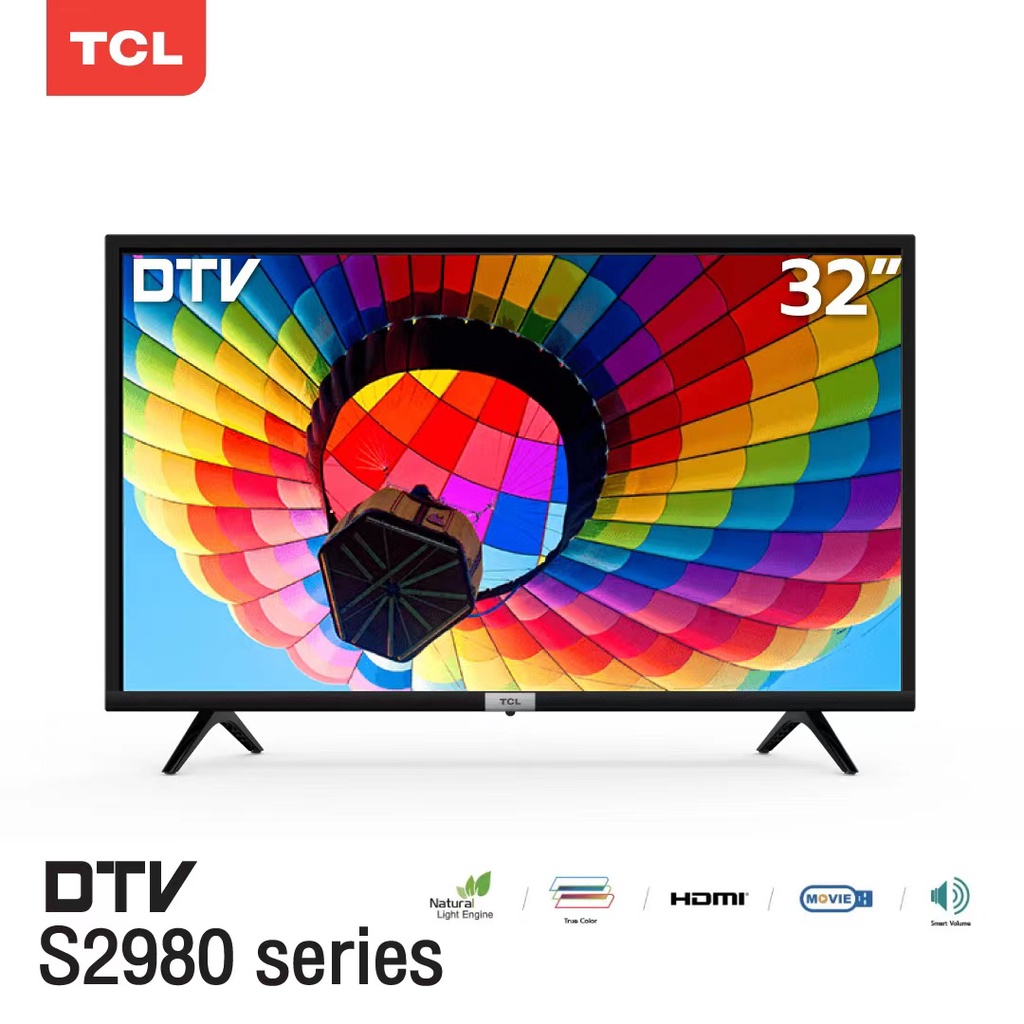 TCL ทีวี 32 นิ้ว LED HD 720P (รุ่น LED32D292032D2980) -DVB-T2- AV In-HDMI-USB-Slim ดิจิตอลทีวี ...