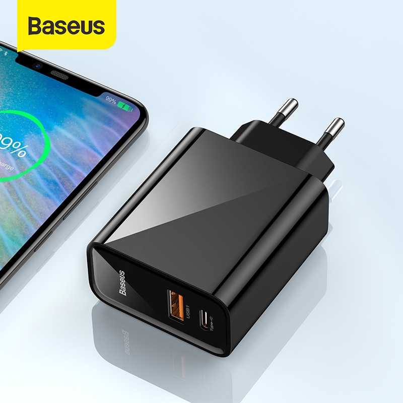 Baseus Dual USB Fast Charger 30W Support Quick Charge 4.0 3.0 Phone ...