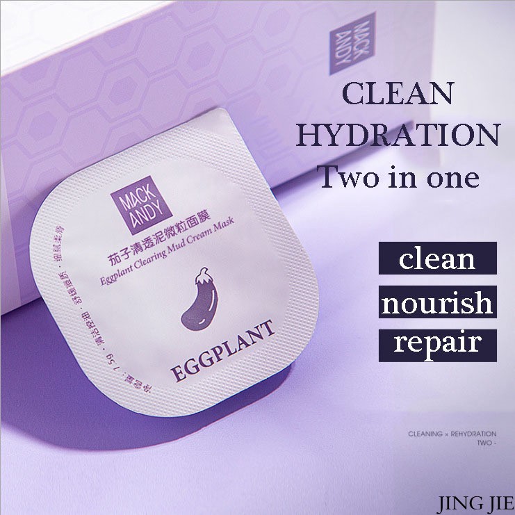 ☈MACK ANDY Eggplant Clear Mud Particle Facial Mask Smear Small Pudding ...