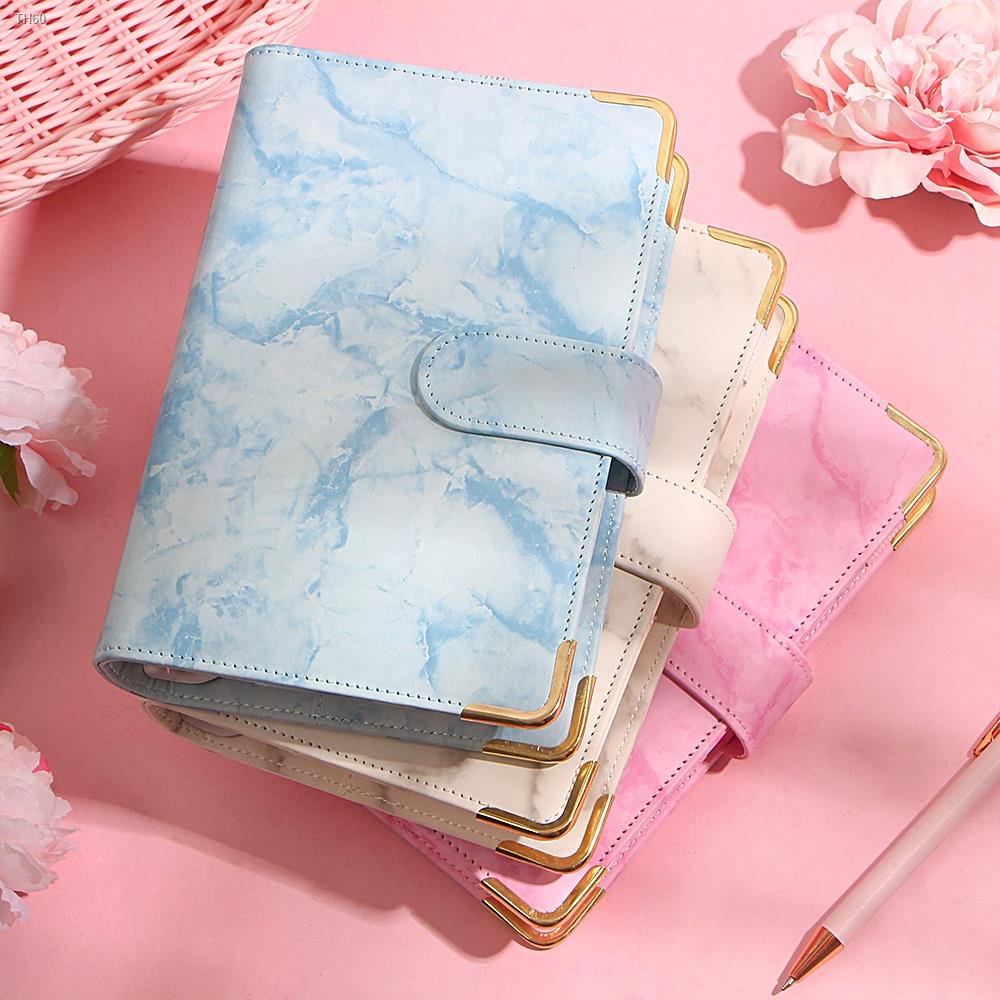ins™ A5/A6 Color Macaron Marble Leather Spiral Notebook Cover Office ...