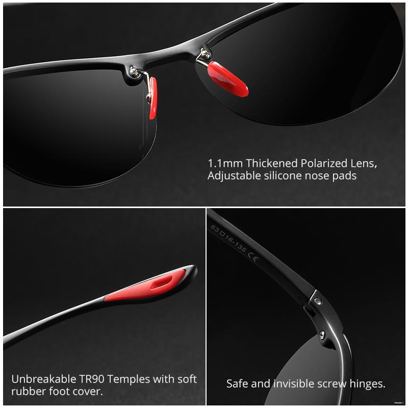 KDEAM Rimless Oval Men แว่นตากันแดด Polarized TR90 วัสดุกรอบ TAC Polarization เลนส์ Soft Rubber ...