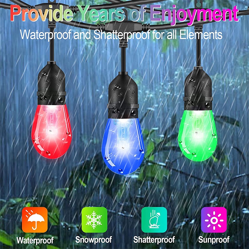 กระแสน้ำS14 LED String Lights E27 Retro Edison Filament Bulb Outdoor ...