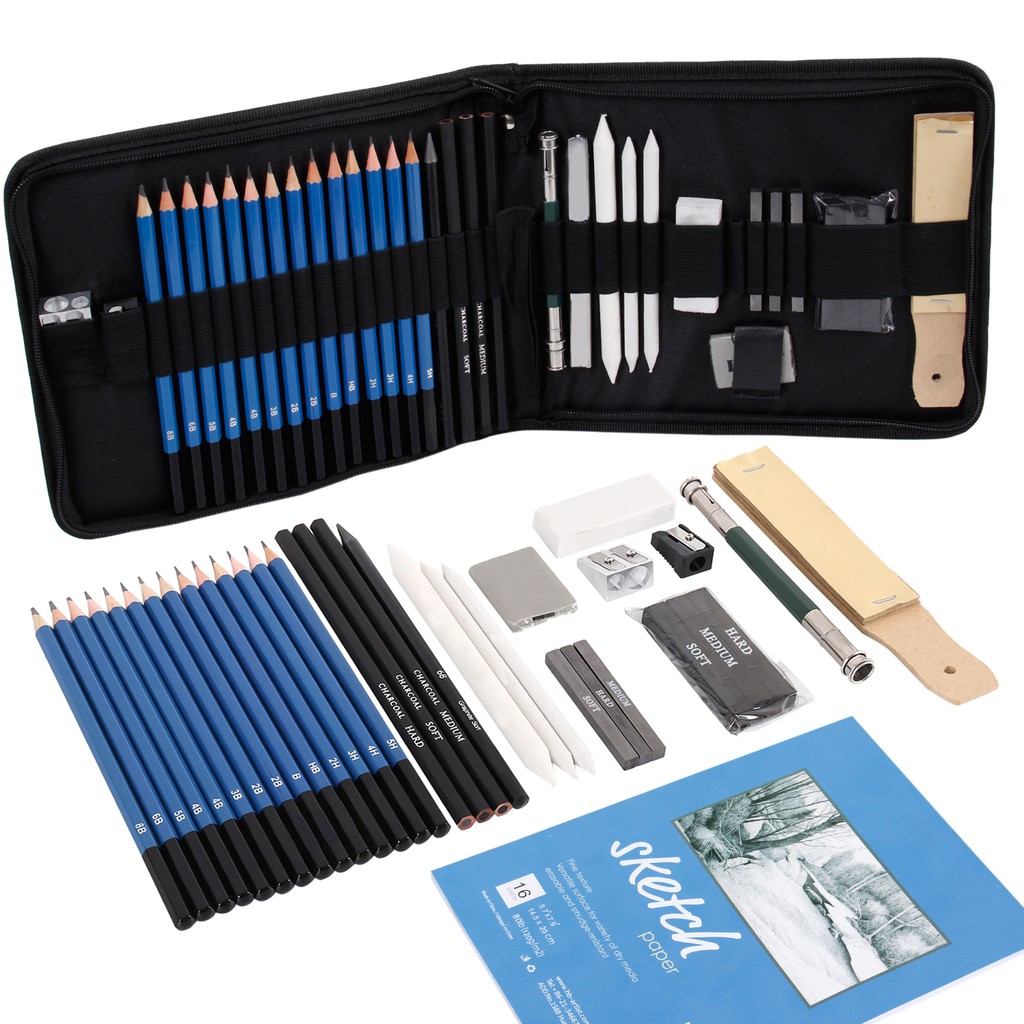 [Sketchbook]36pcs Sketching Writing Pencils Drawing and Sketch Kit Set ...