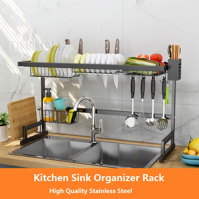 Kitchen Sink Organizer Rack Stainless Steel Dish Rack Plate Organizer ...