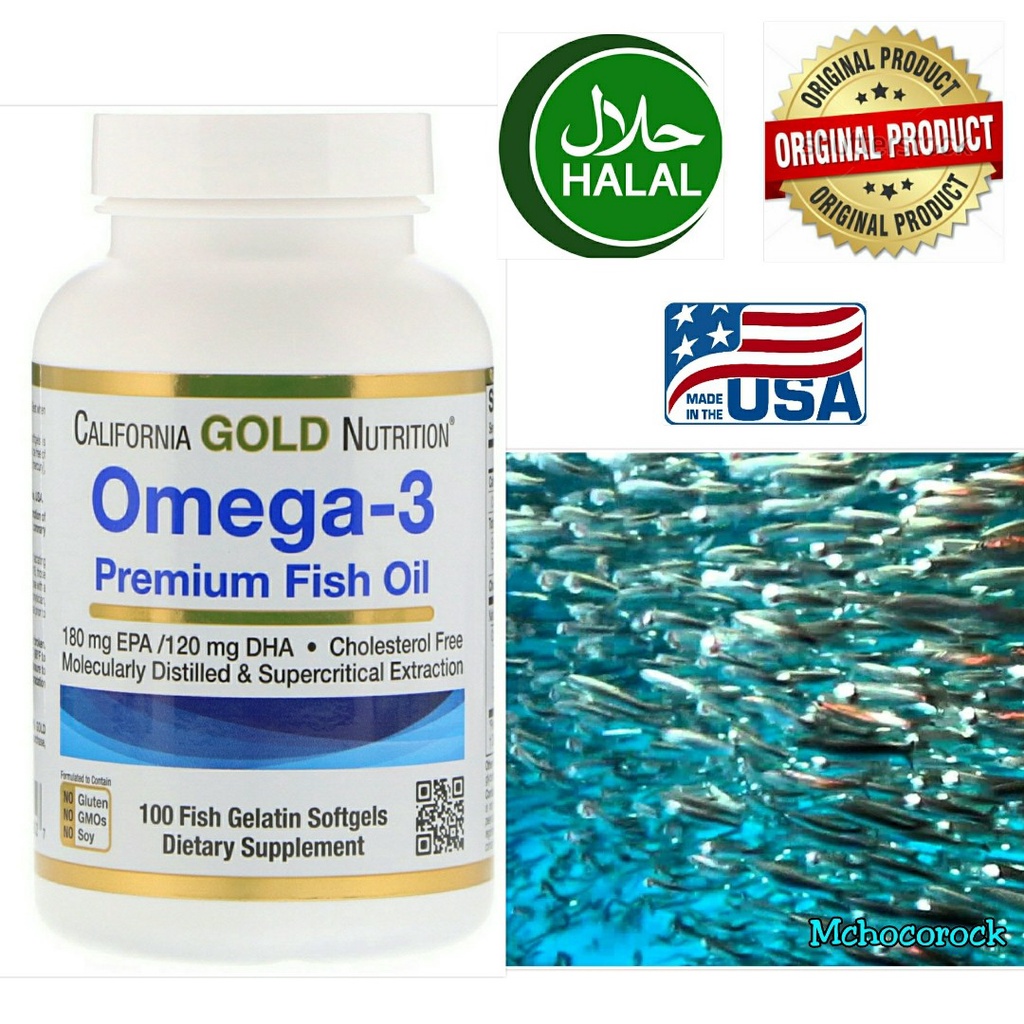 น้ำมันปลา บำรุงสมอง Omega-3 Premium Fish Oil 180 EPA 120 DHA 100 Fish Gelatin Softgels ...