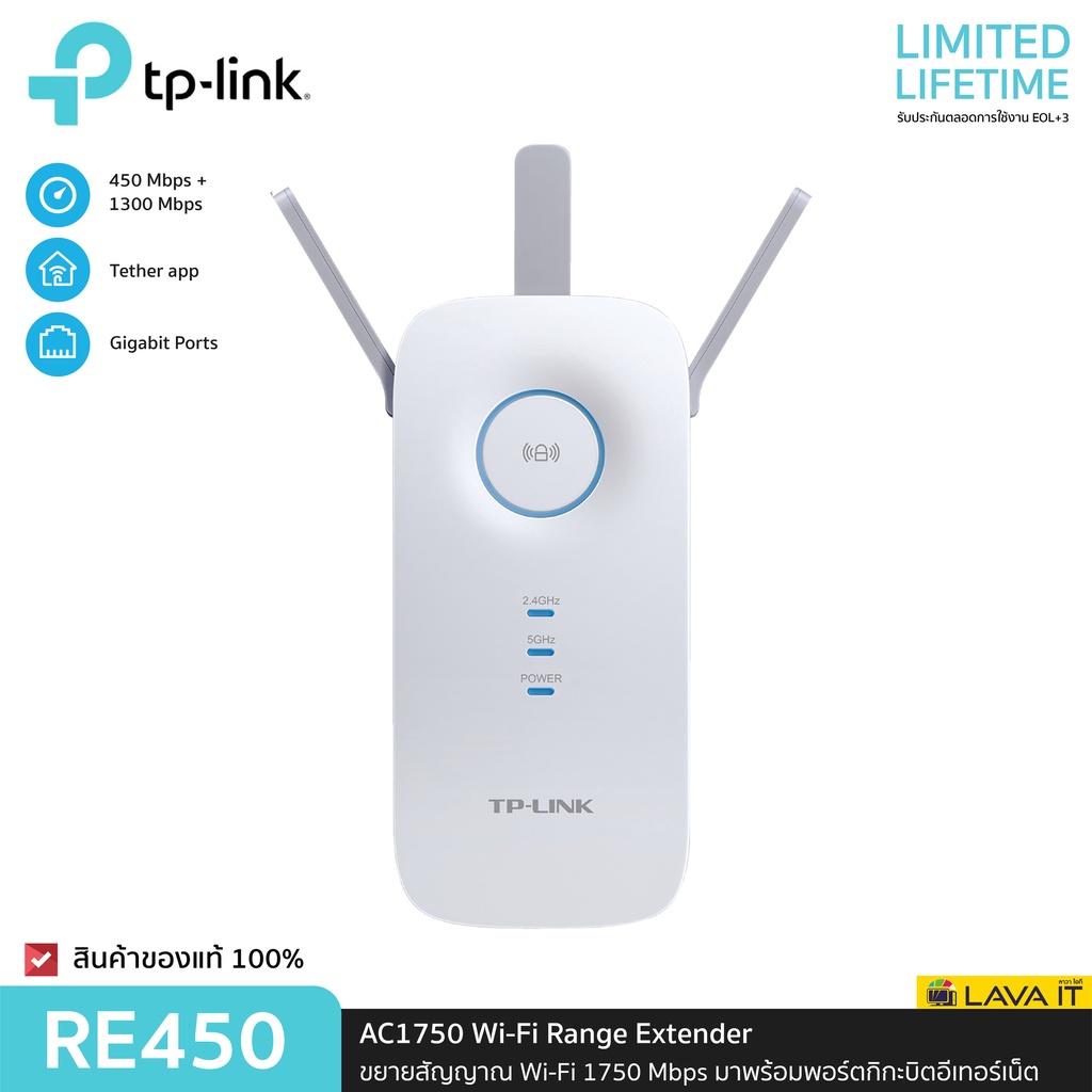 TP-Link RE450 AC1750 Repeater ตัวขยายสัญญาณ WiFi ความเร็ว 1750Mbps (รับ ...