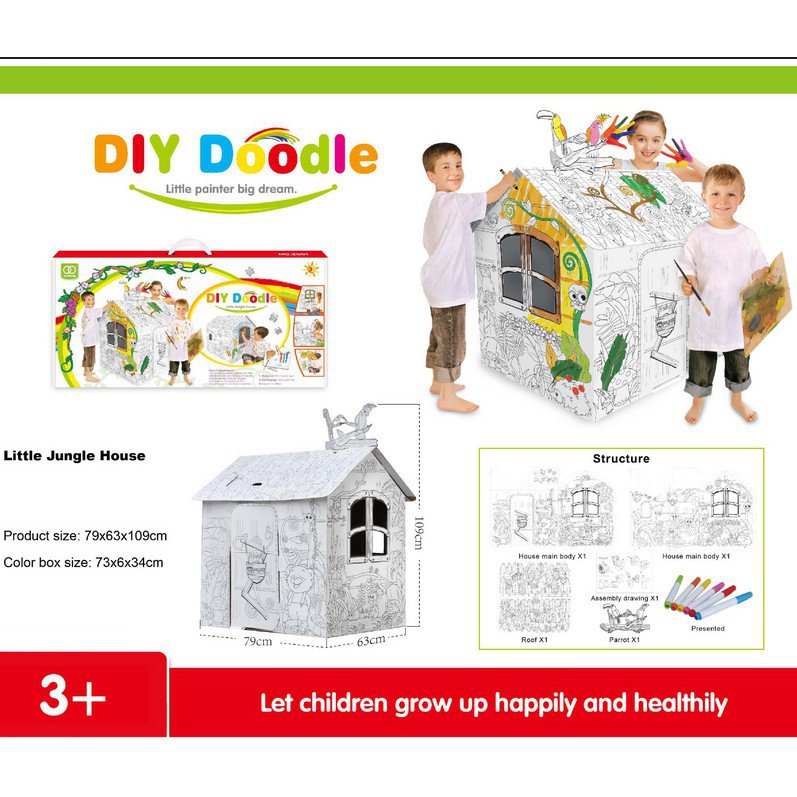 qfW2 DIY House Create Home Jingle House Doodle by Children Painting ...