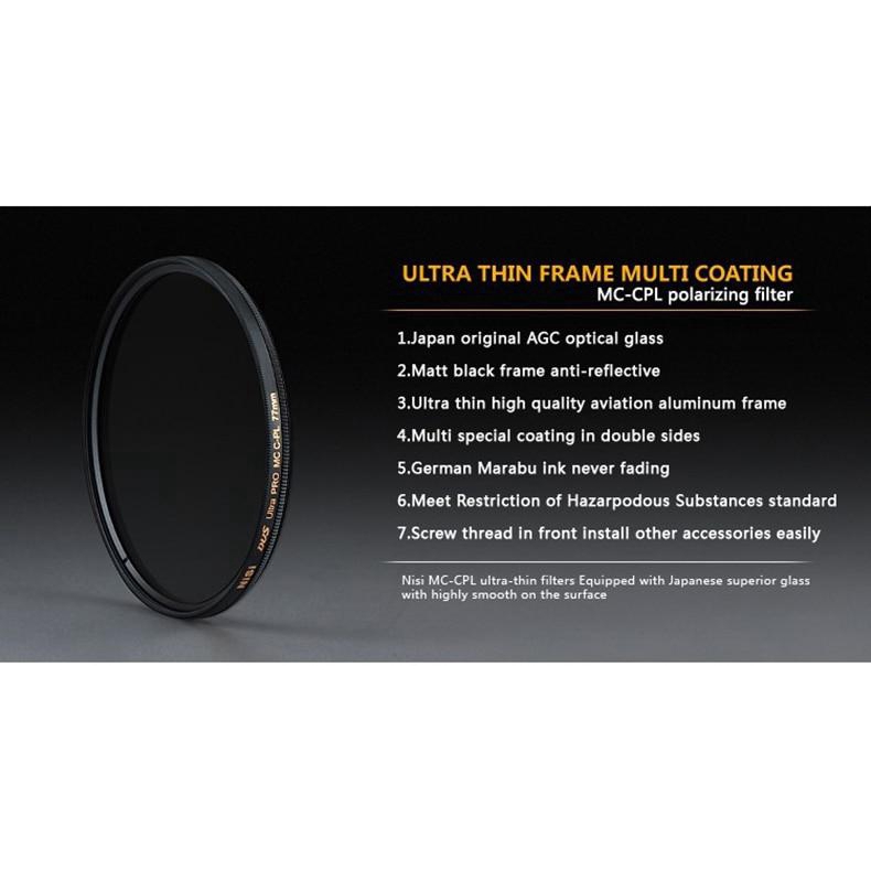 NISI 77mm MC CPL Filter Dus Ultra Slim Filters Multi Layer Circular ...