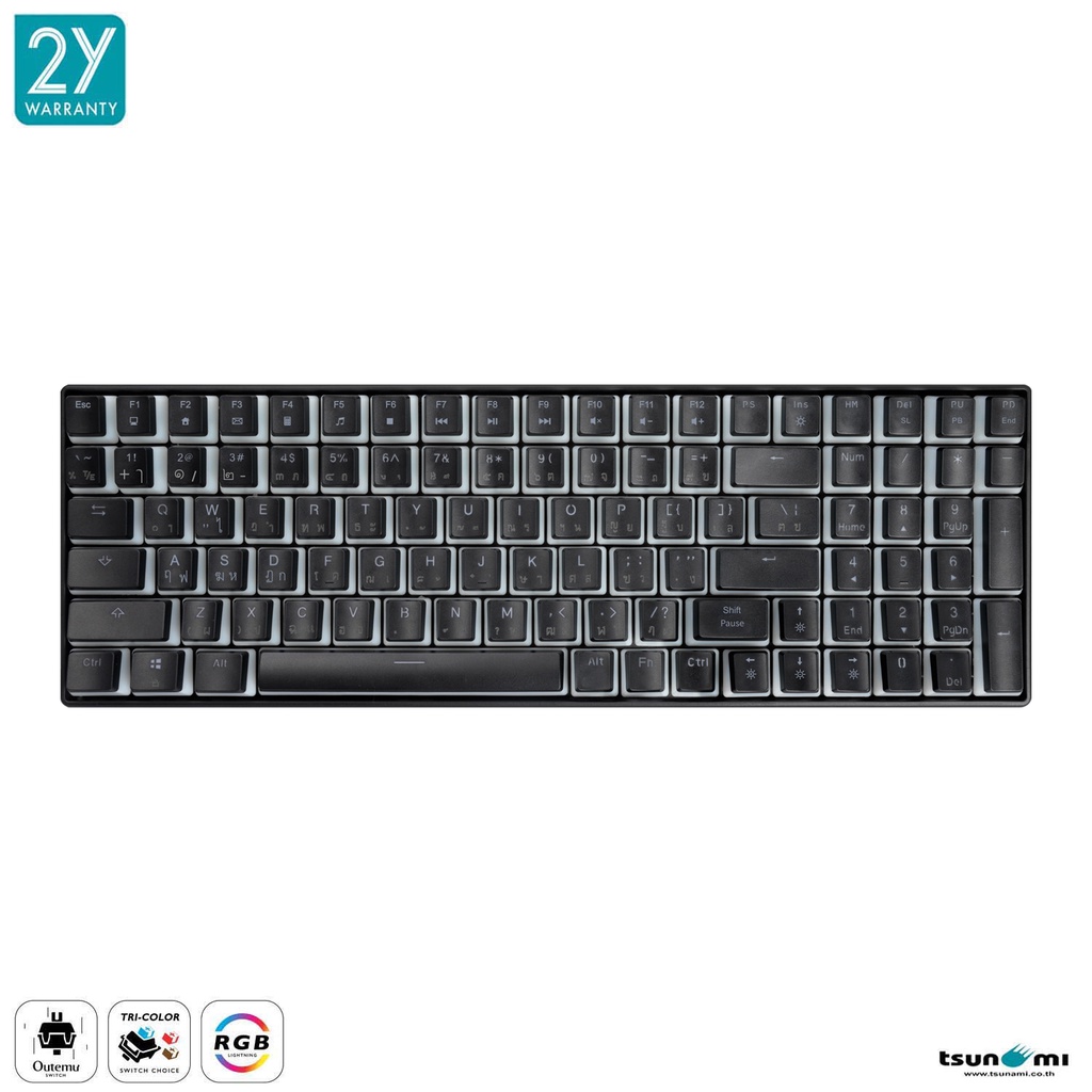 คอมโบเซ็ทคีย์บอร์ดเกมมิ่ง Tsunami Outemu MK-100 Blue switch 100Keys ...