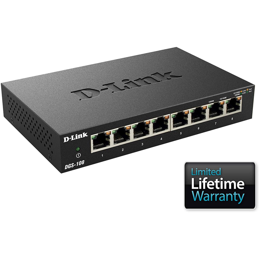 D-Link DGS-108 8-port Unmanaged Gigabit Switch (Metal) DGS-108E ...