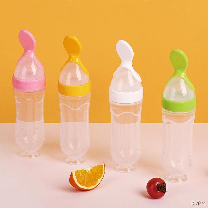 Baby rice paste bottle baby silicone milk bottle squeeze spoon ...