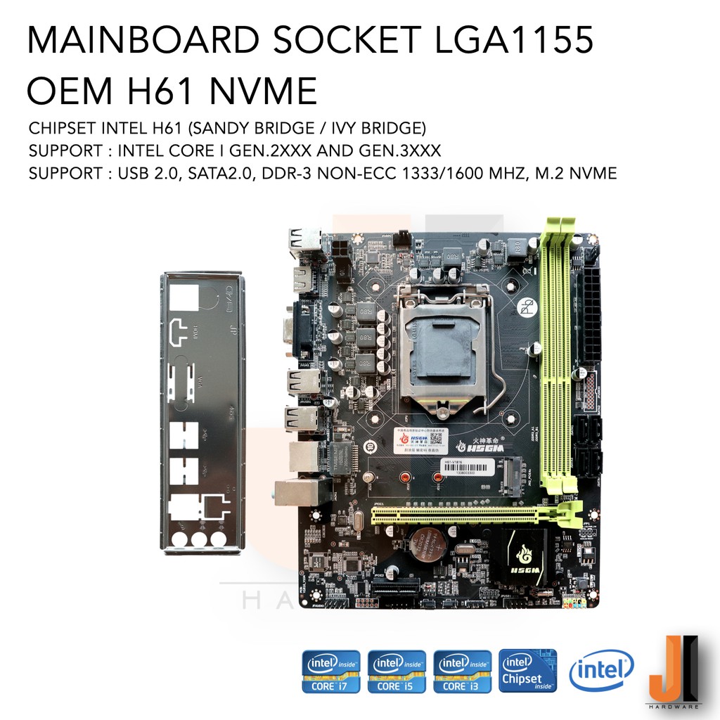 Mainboard OEM H61 NVME (LGA1155) Support Intel Core i Gen.2XXX and Gen ...