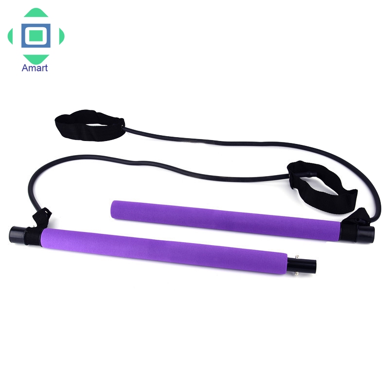 Yoga Pilates Bar Kit Exercise Resistance Band Muscle Training Bar ...