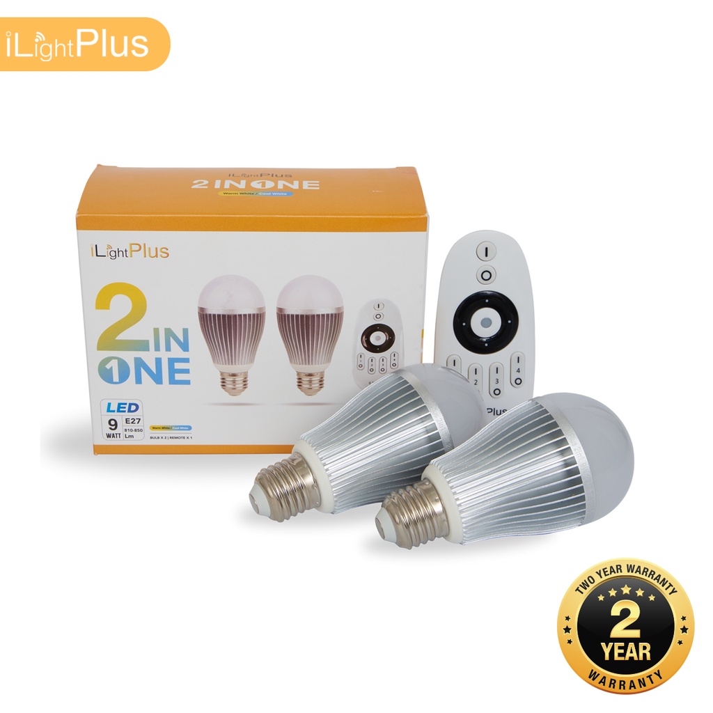 ส่งไว ใช้นาน มอก. iLight Plus หลอดไฟ LED รุ่น 2in1 (9W) 2 หลอดพร้อมรีโมท - ilightplus ...