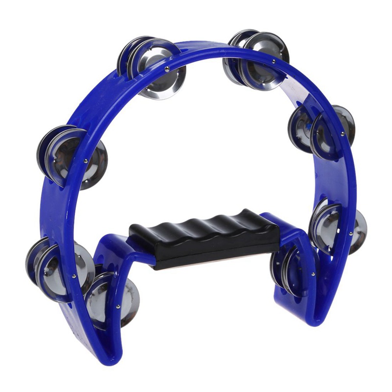 1X Tambourine Blue Hand Held With Double Row Metal amp 1 Pair Wooden ...