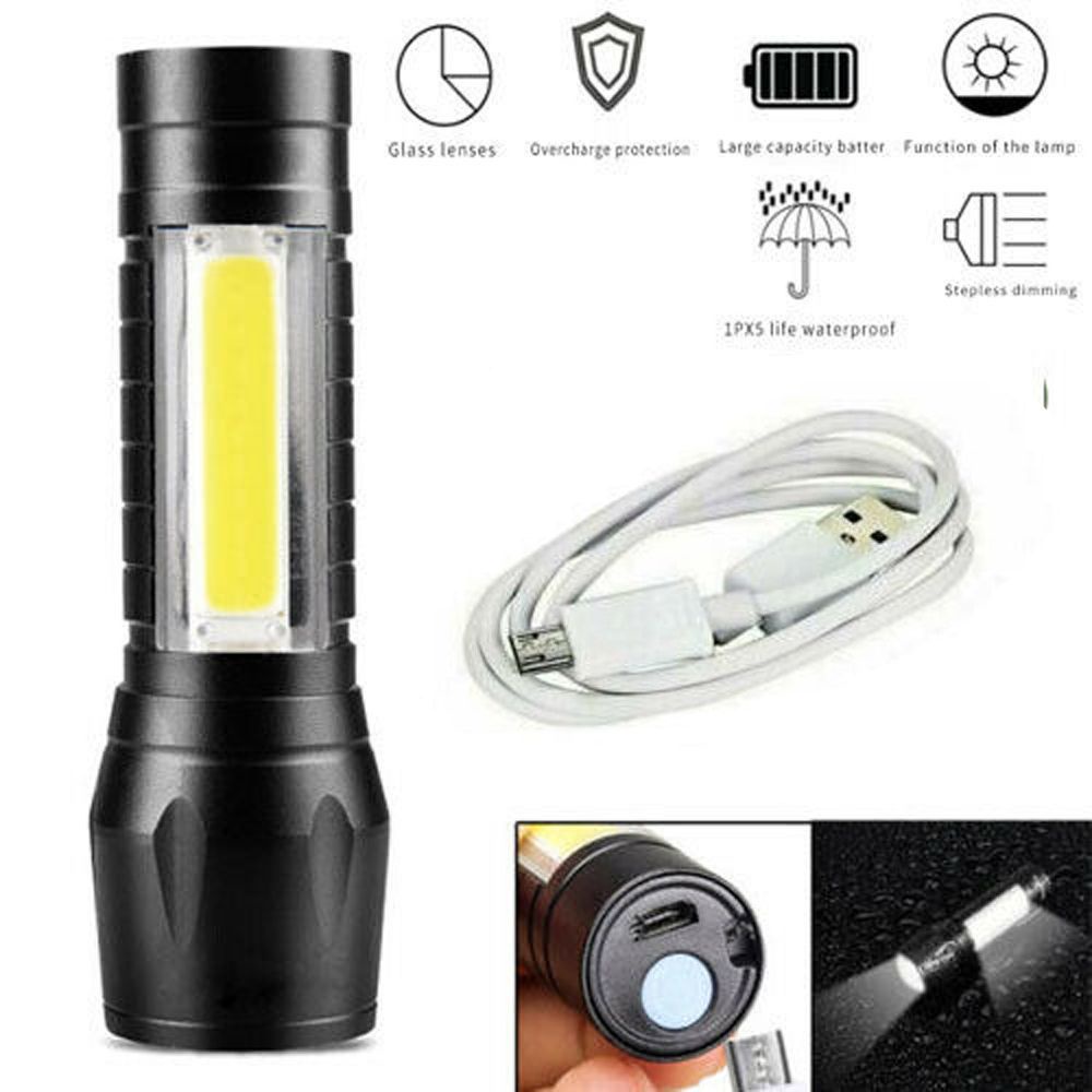 LAKAMIER Waterproof Torch Lamp LED Lighting USB Rechargeable Mini Glare ...