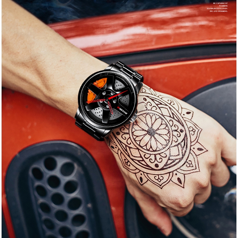 NIBOSI Men Quartz Watch Men Custom Design Super Car Wheel Rim Hub Watch Stainless Steel ...
