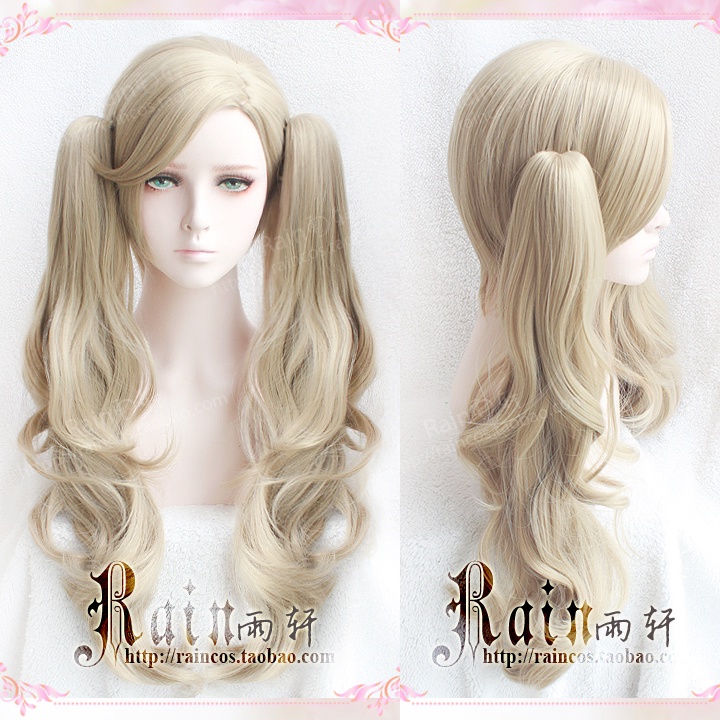 cosวิกผมP5 Persona 5 Anne Takamaki Long Curly Linen Cos Hair With 2 ...