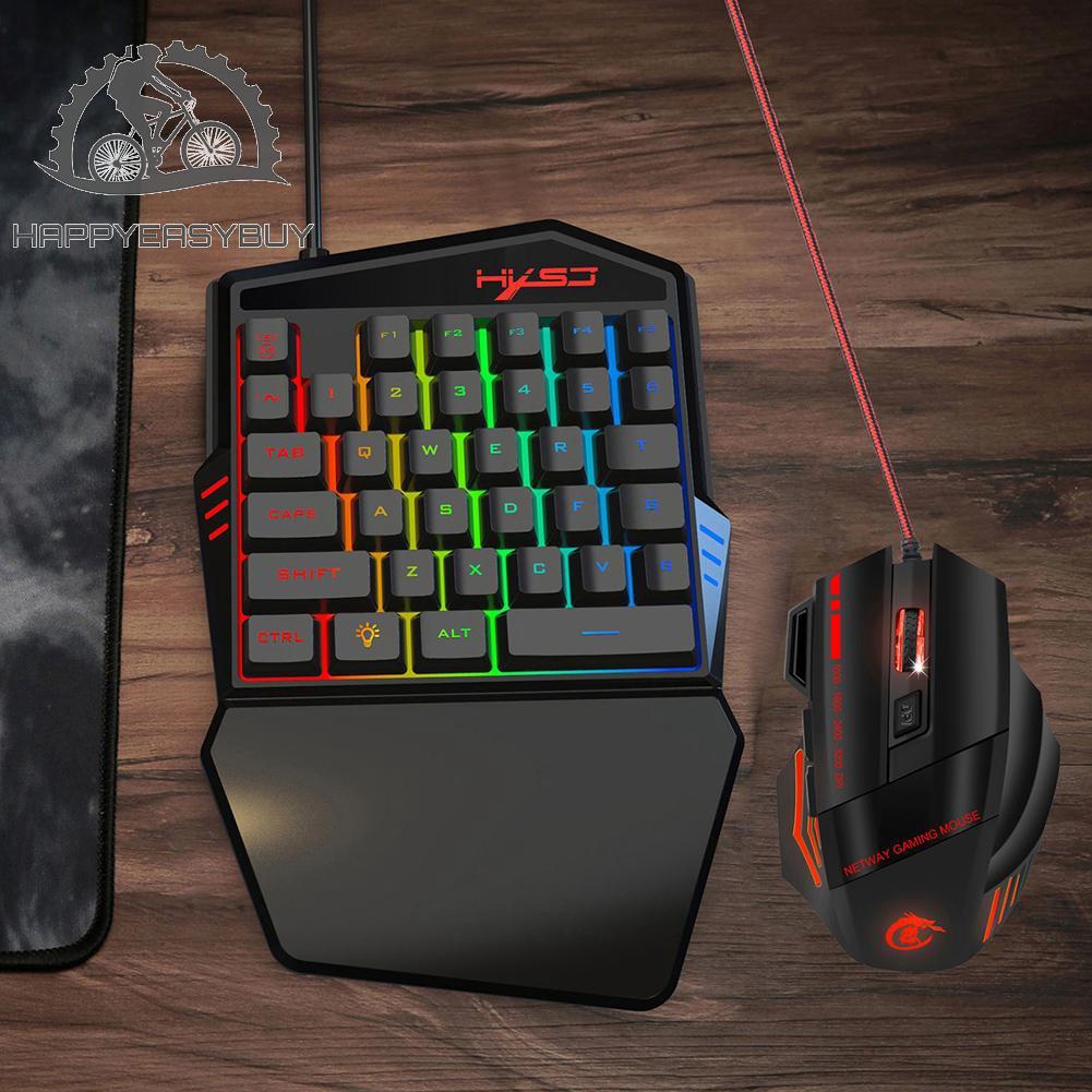 Happy HXSJ V100 Wired One Handed Game Keyboard 5500DPI Optical Wired ...