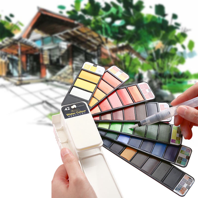 Premium Foldable Fan-shaped Solid Watercolor Paint Set To Send ...
