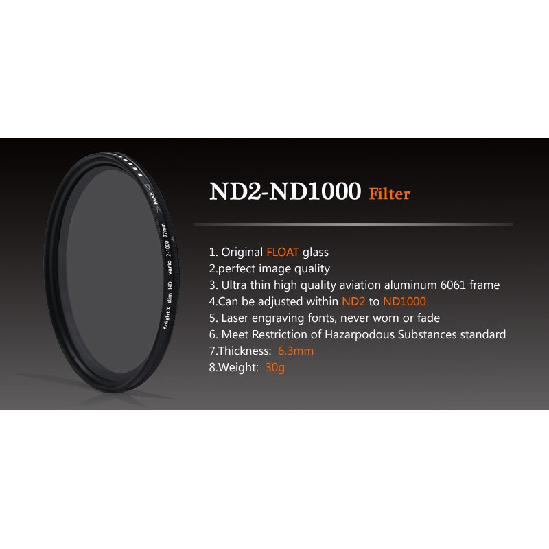 KnightX ND2 to ND1000 Fader Variable ND filter Adjustable For canon ...