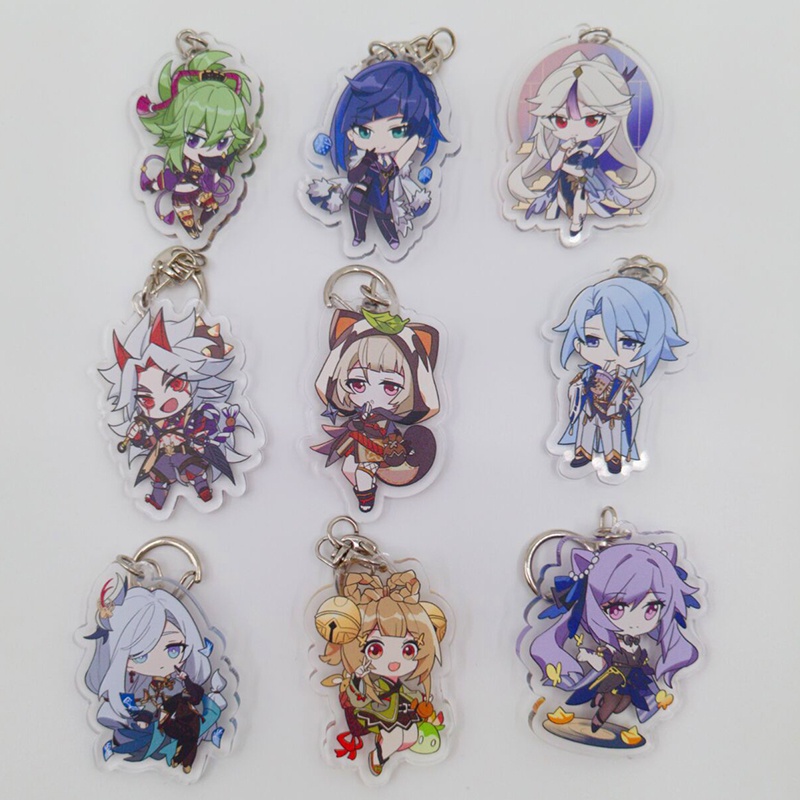 20Pcs Anime Genshin Impact Acrylic Keychain Kuki Shinobu Kamisato Ayato ...