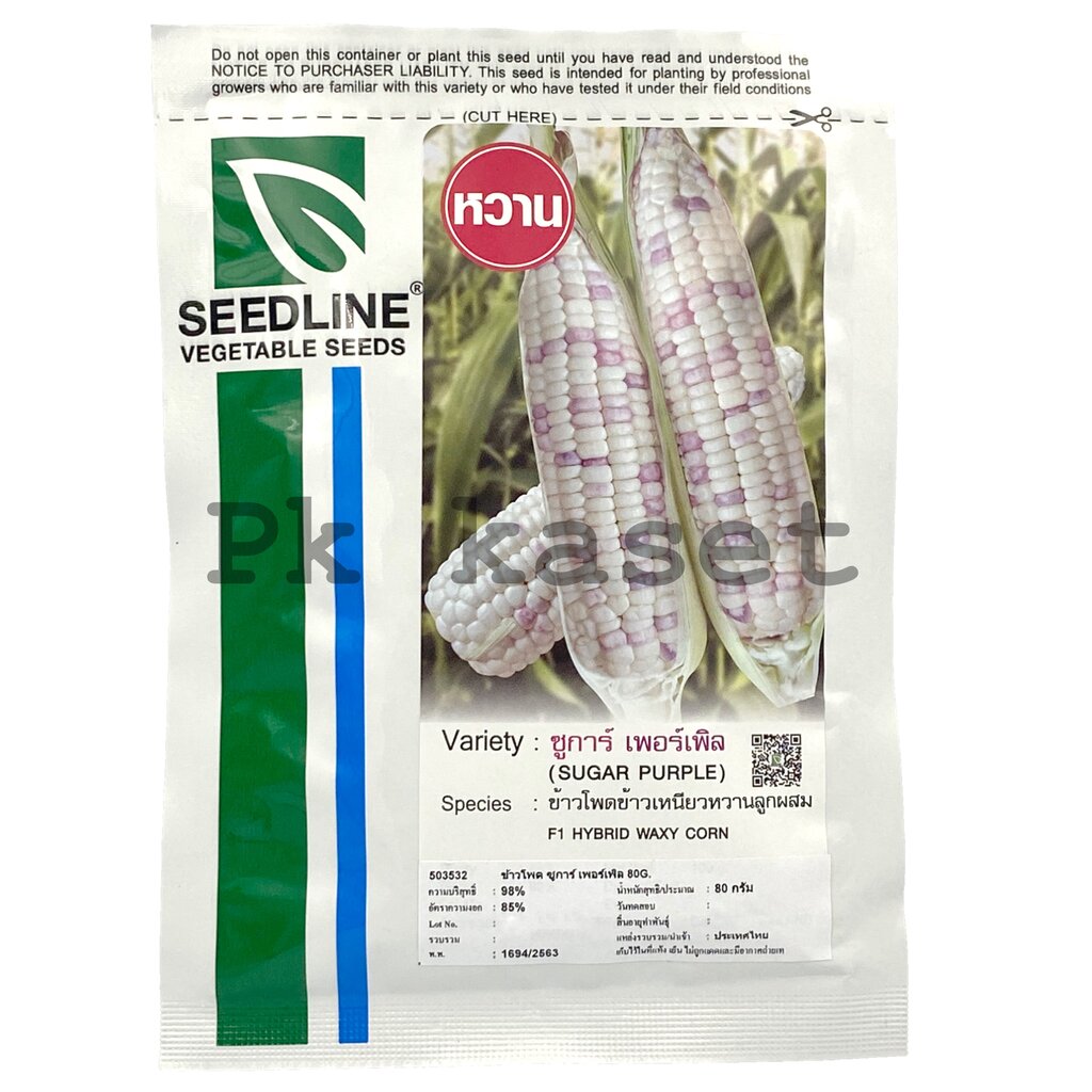 เมล็ดข้าวโพด ชูการ์เพอร์เพิล 80g ตราseedline ซองใหญ่ ข้าวโพดข้าวเหนียวหวานลูกผสม 480 เมล็ด - pui ...