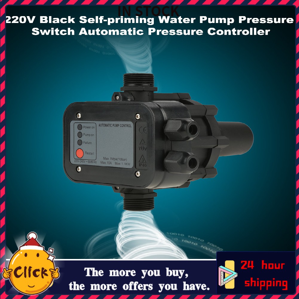 220V Black Self-priming Water Pump Pressure Switch Automatic Pressure ...