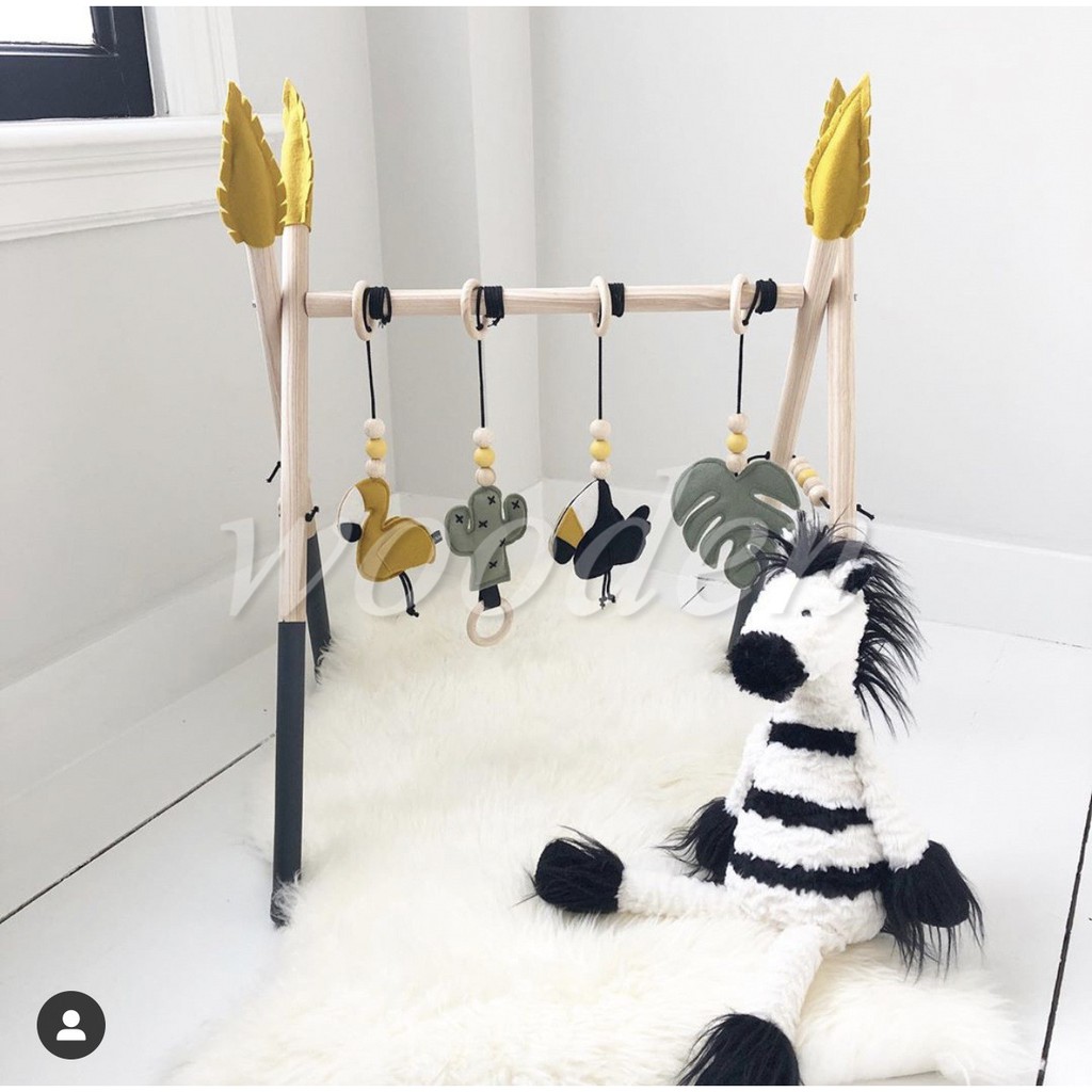 Baby Play Gym Wooden Hanging Rattle Toys for Children Nordic Room ...