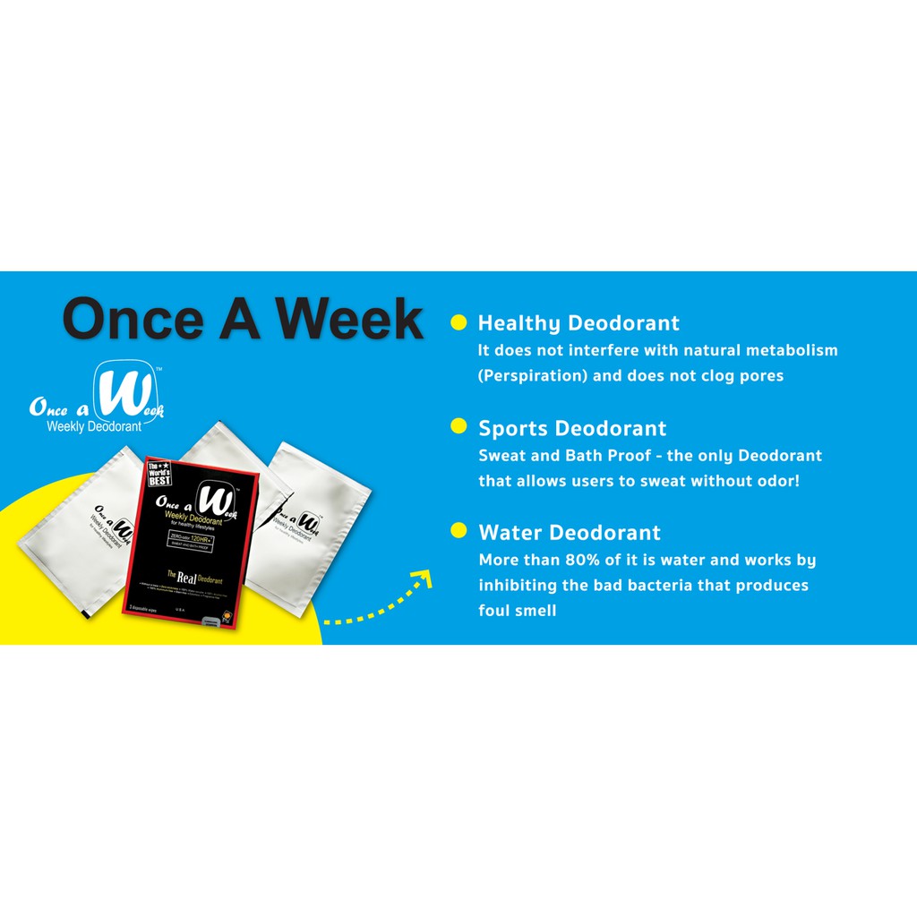 *Zero Odour 120hours* *Once A Week (OAW) Weekly Deodorant 3's Eliminate ...