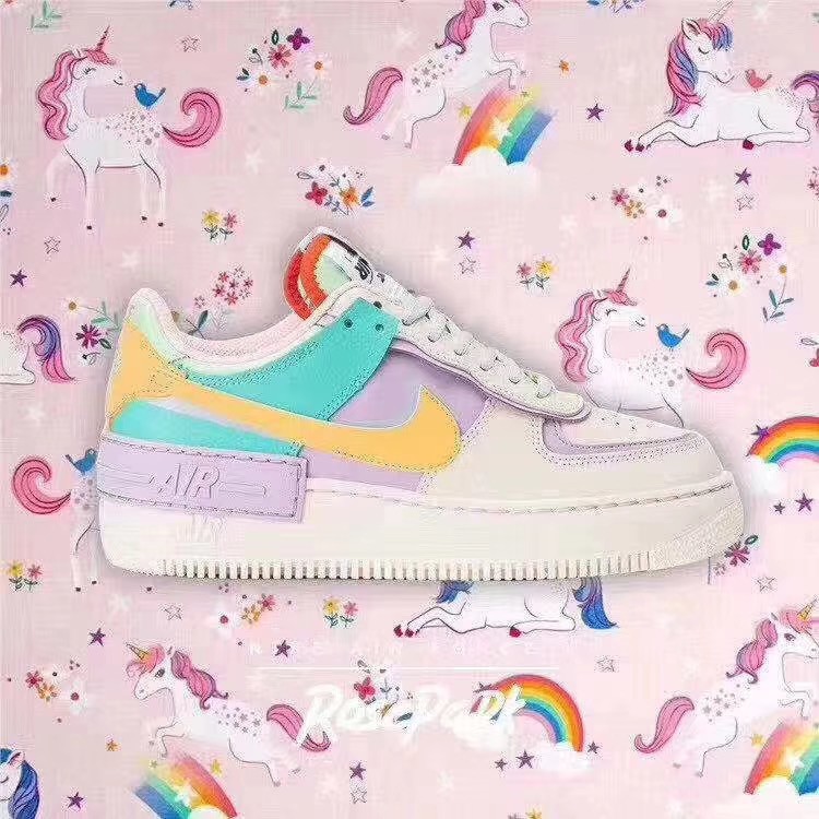 รองเท้าผ้าใบ Nk Air Force 1 Shadow Macaron สีชมพู สีฟ้า Dn5055-600 36 ...