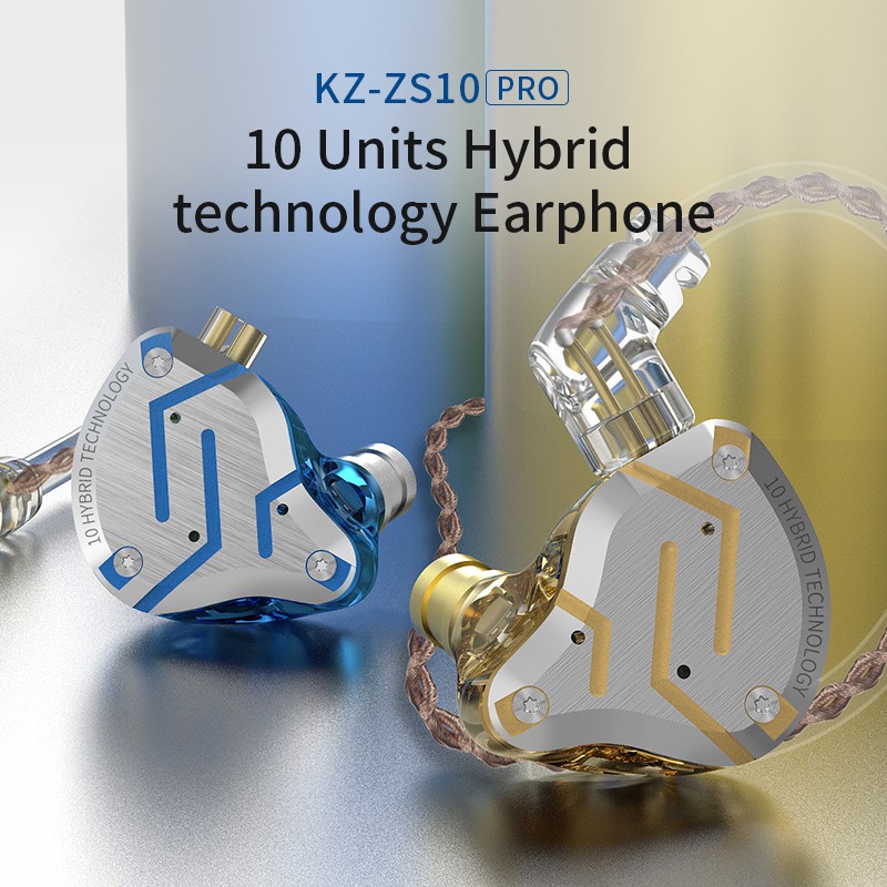 KZ ZS10 Pro ชุดหูฟังอินเอียร์ ชนิดไฮบริด สีโลหะ รุ่น 4BA+1DD Hybrid 10 ...