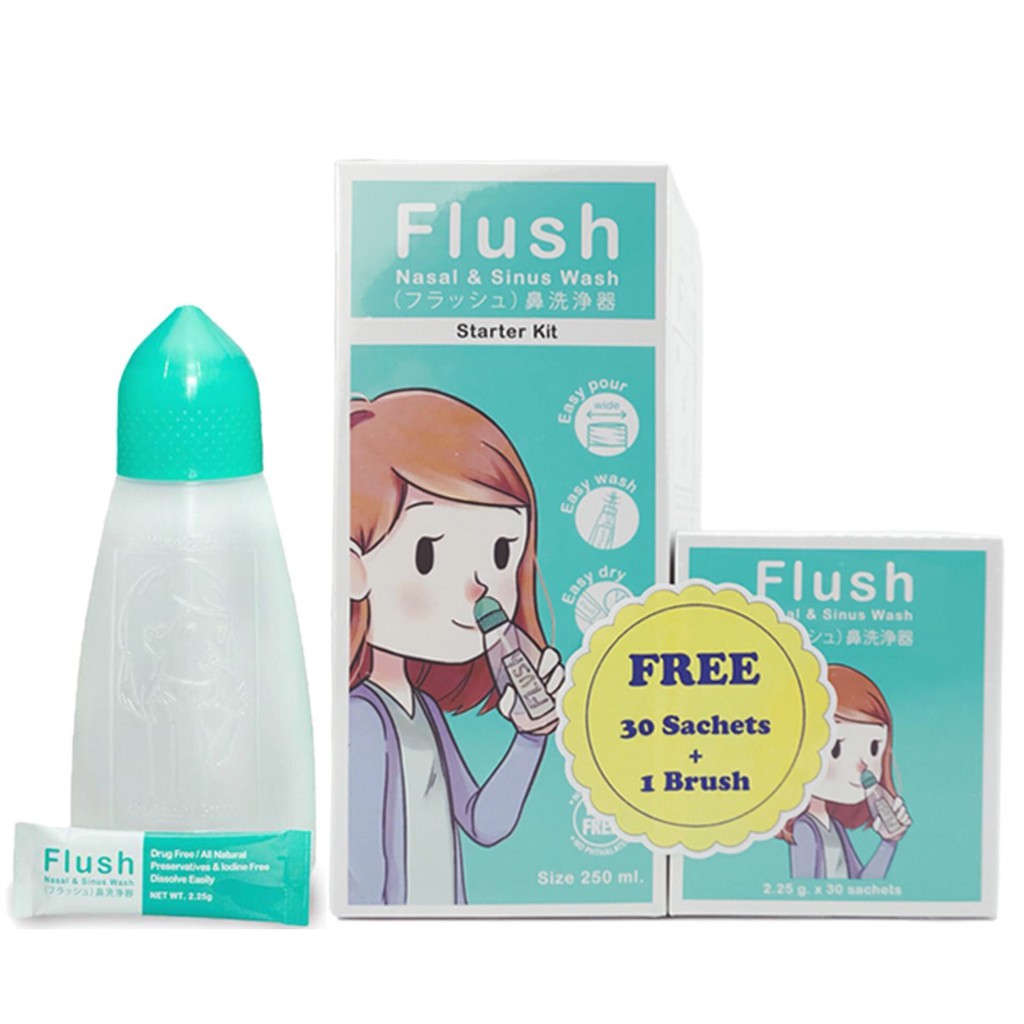 ชุดล้างจมูก Flush Nasol&Sinus Starter Kit แถมฟรีเกลือ 30ซอง พร้อมแปรง ...