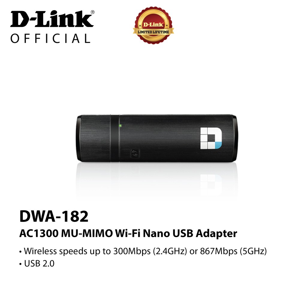 D-Link DWA-182 Wireless AC1300 Dual-band USB 3.0 Adapter | Shopee Thailand
