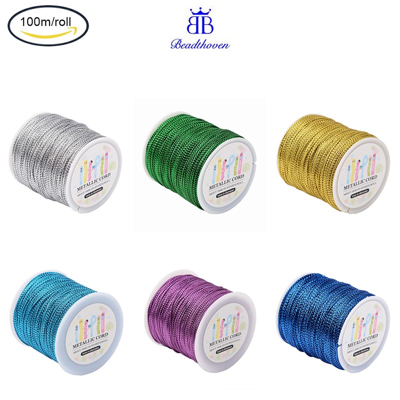 Ready Stock 100mroll 1mm Jewelry Braided Thread Metallic Beading ...