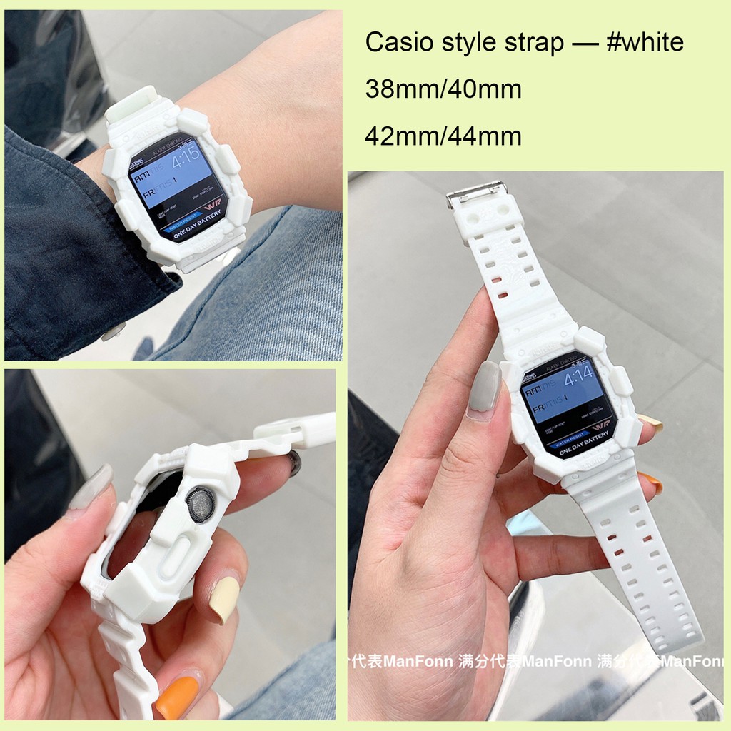 【9Colors】Casio style iwatch strap + case for Apple Watch series 6 5 4 3 ...